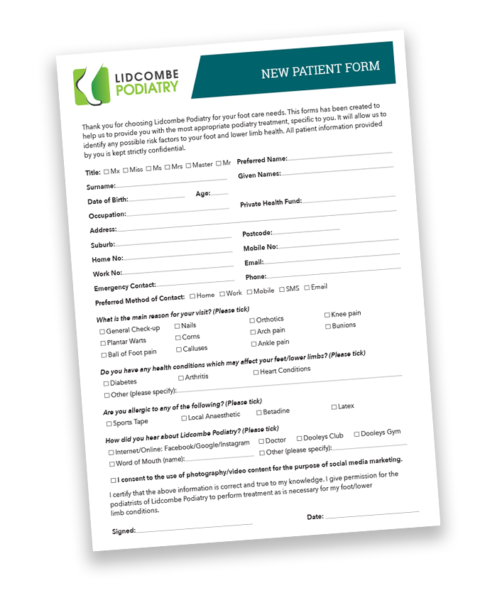 New Patient Form – Lidcombe Podiatry